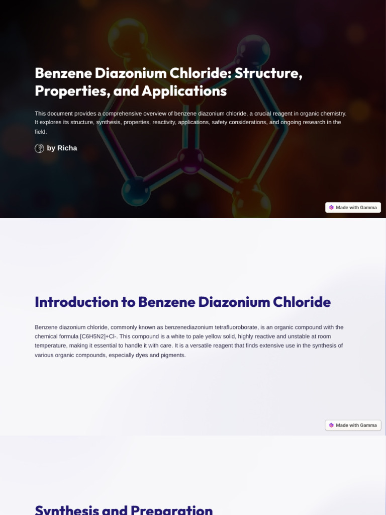Benzene Diazonium Chloride Overview | PDF | Chemical Substances ...