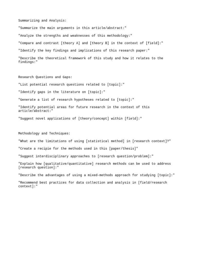 Prompts For AI For Research Papers | PDF