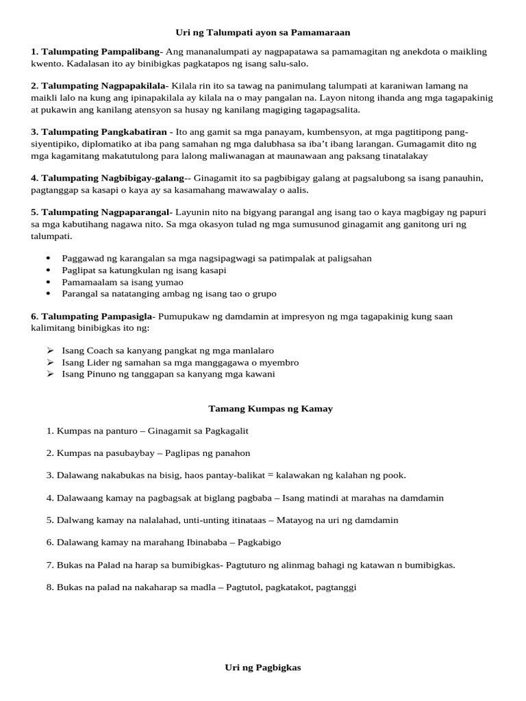 Uri NG Talumpati | PDF