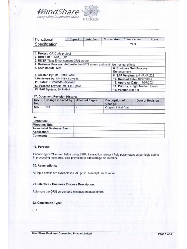 Enhancement GRN Screen | PDF