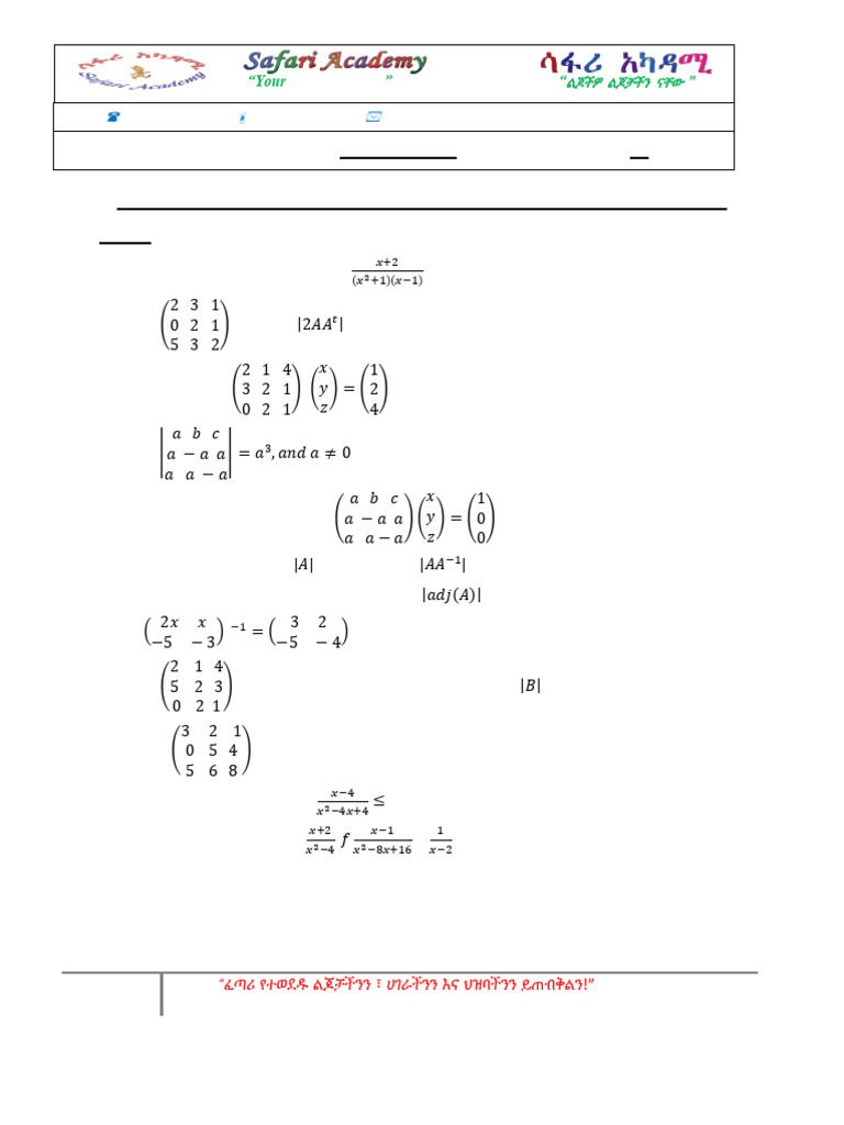 Grade 11 Math Worksheet Solutions | PDF