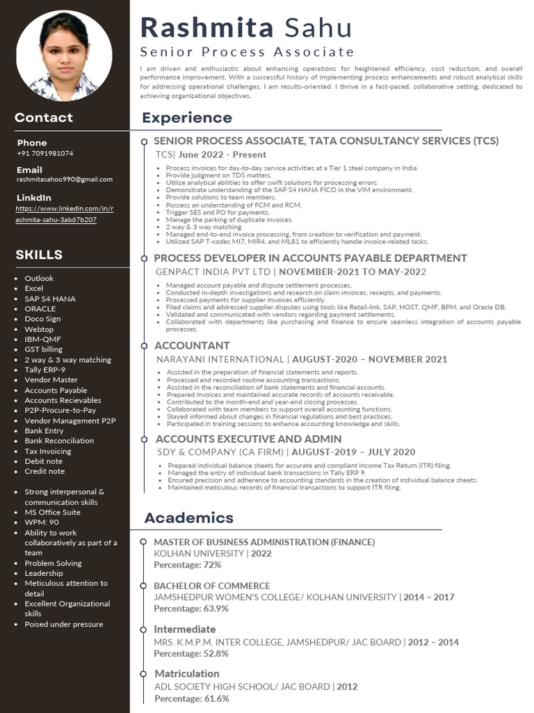 Rashmita Sahu Resume | PDF | Accounts Payable | Banks