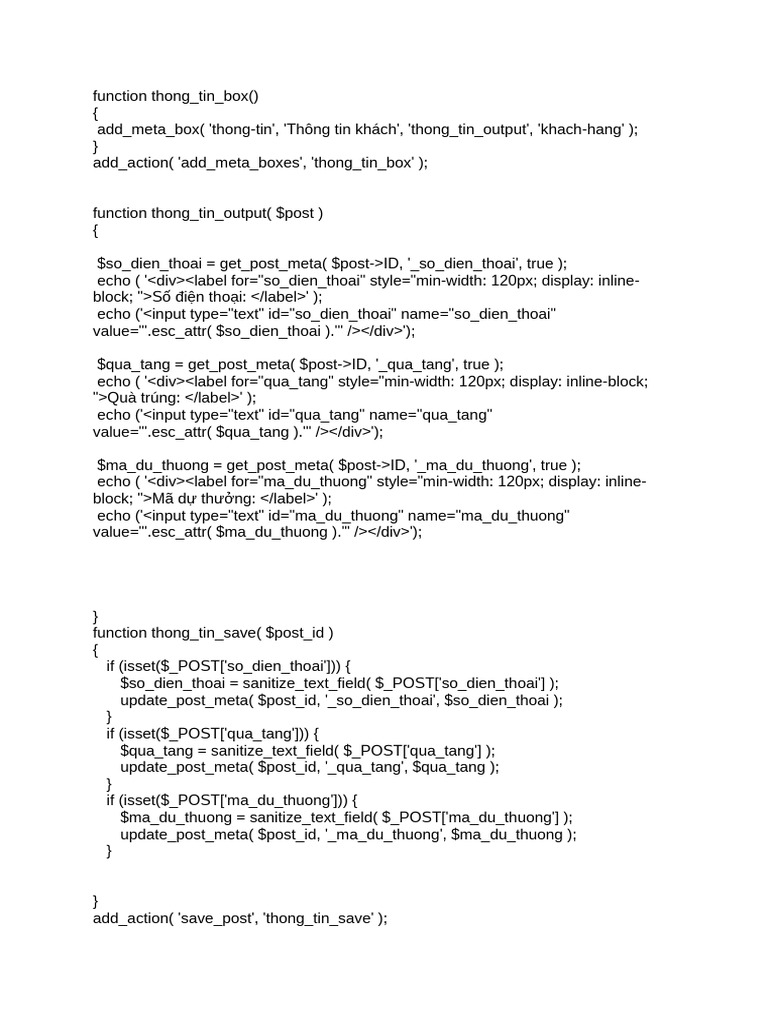 Tao Metabox Va Save | PDF