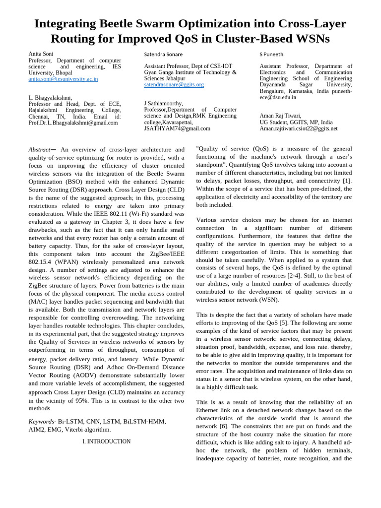 Integrating Beetle Swarm Optimization Into Cross Layer Routing For 6321