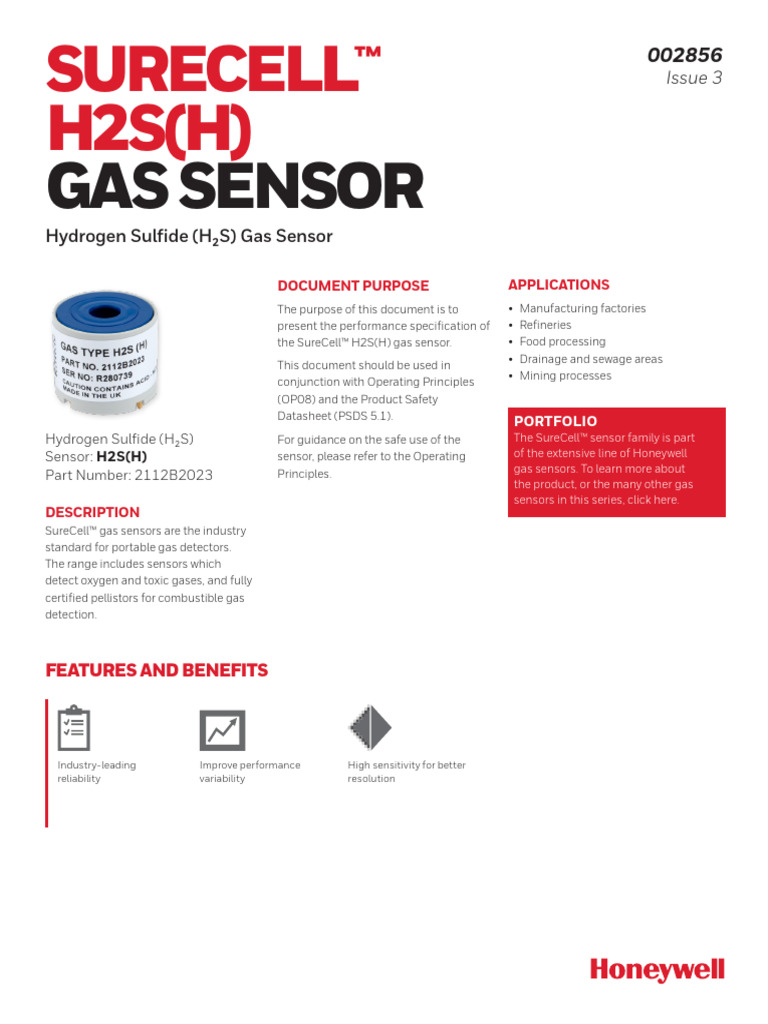 Sps SST Citytech h2s H Sensor Datasheet | PDF | Measuring Instrument ...
