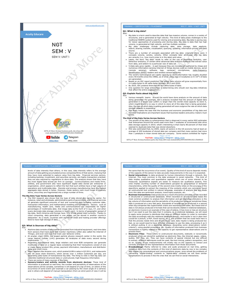 Unit 1 - Converted | PDF | No Sql | Big Data