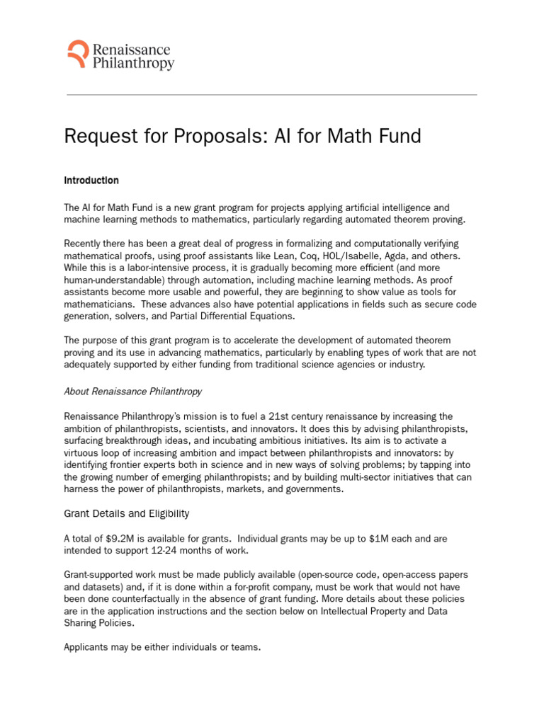 AI for Math Fund RFP | PDF | Mathematics | Mathematical Proof