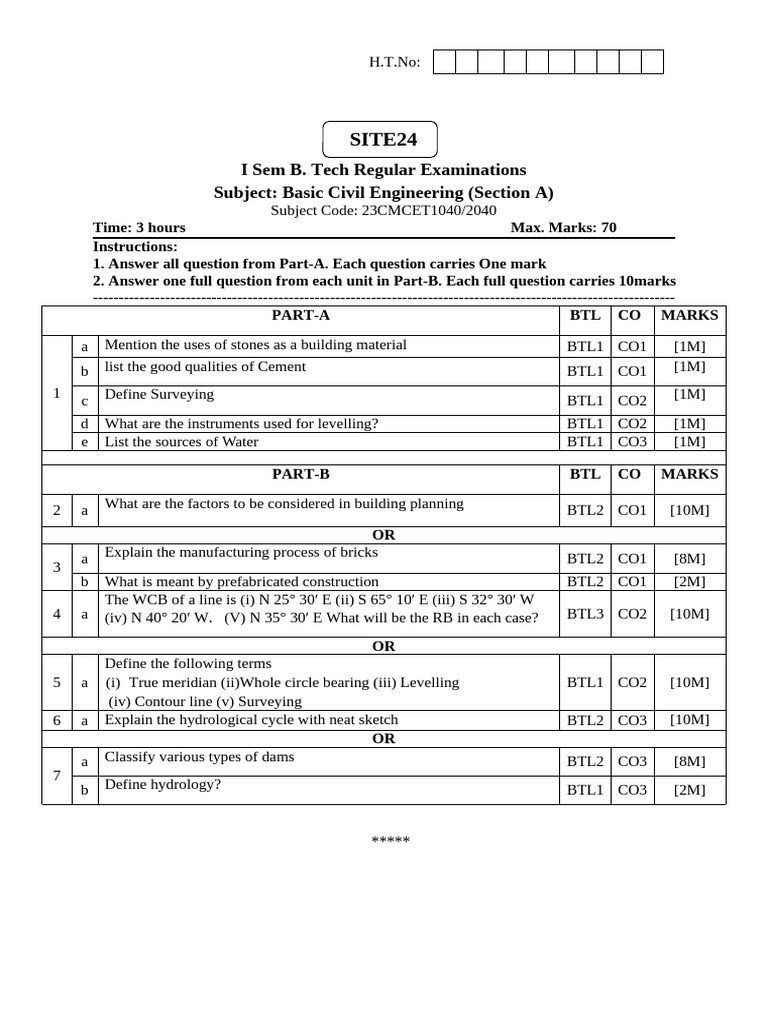 Basic Civil Engineering QP SET-3 | PDF | Engineering | Real Estate