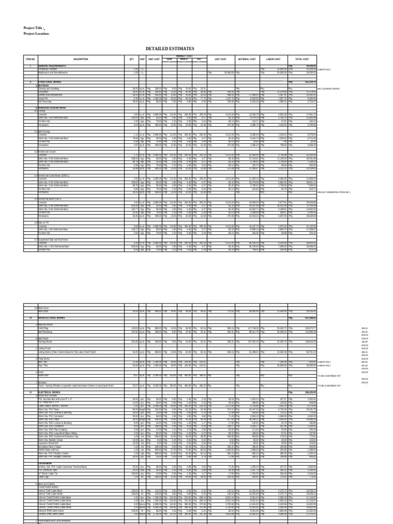 SAMPLE-DRAFT-COSTING | PDF | Building Engineering | Building Materials