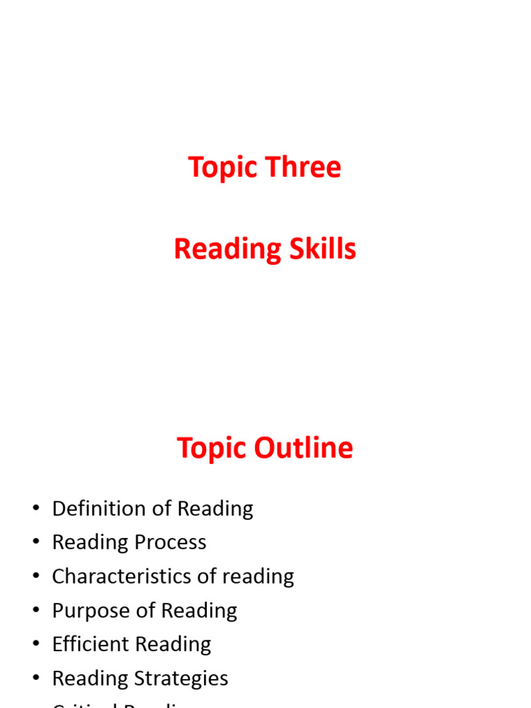 Reading Skills | PDF | Reading Comprehension | Speed Reading