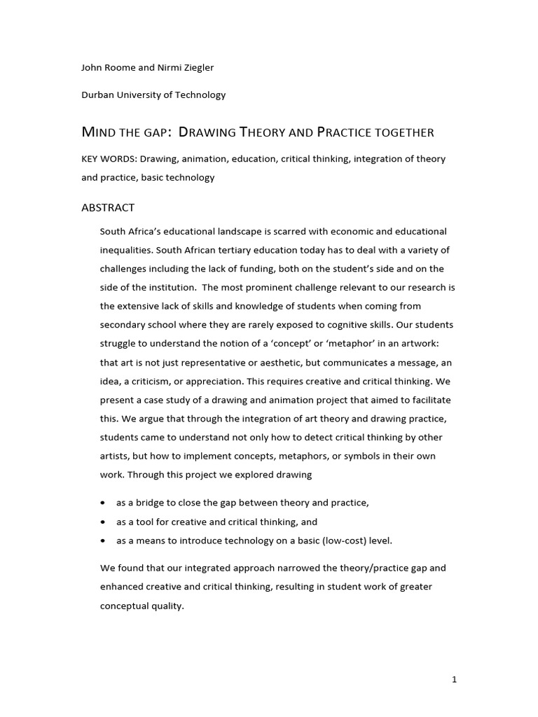 Mind The Gap Drawing Theory and Practice | PDF | Thought | Theory