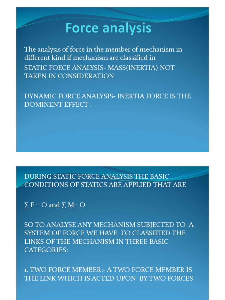 Mechanism Force Analysis Guide | PDF