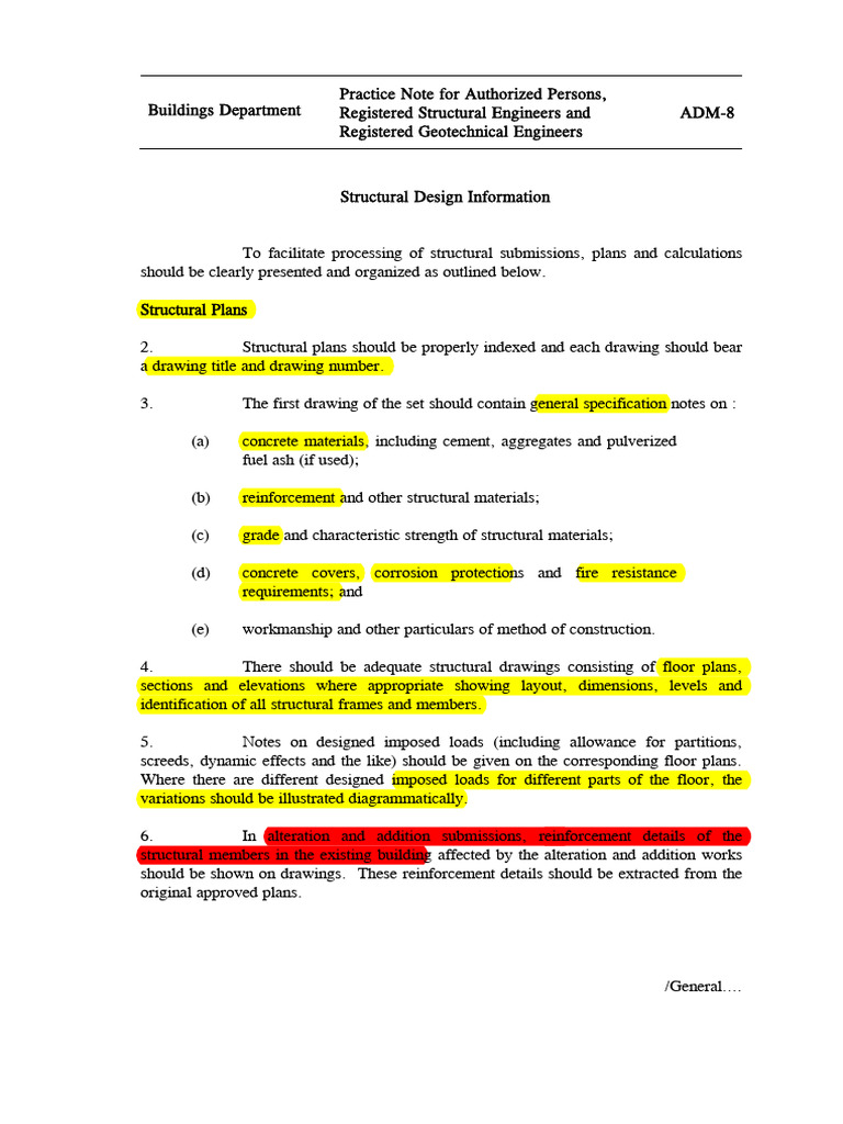 Structural Design Submission Guidelines | PDF | Force | Concrete
