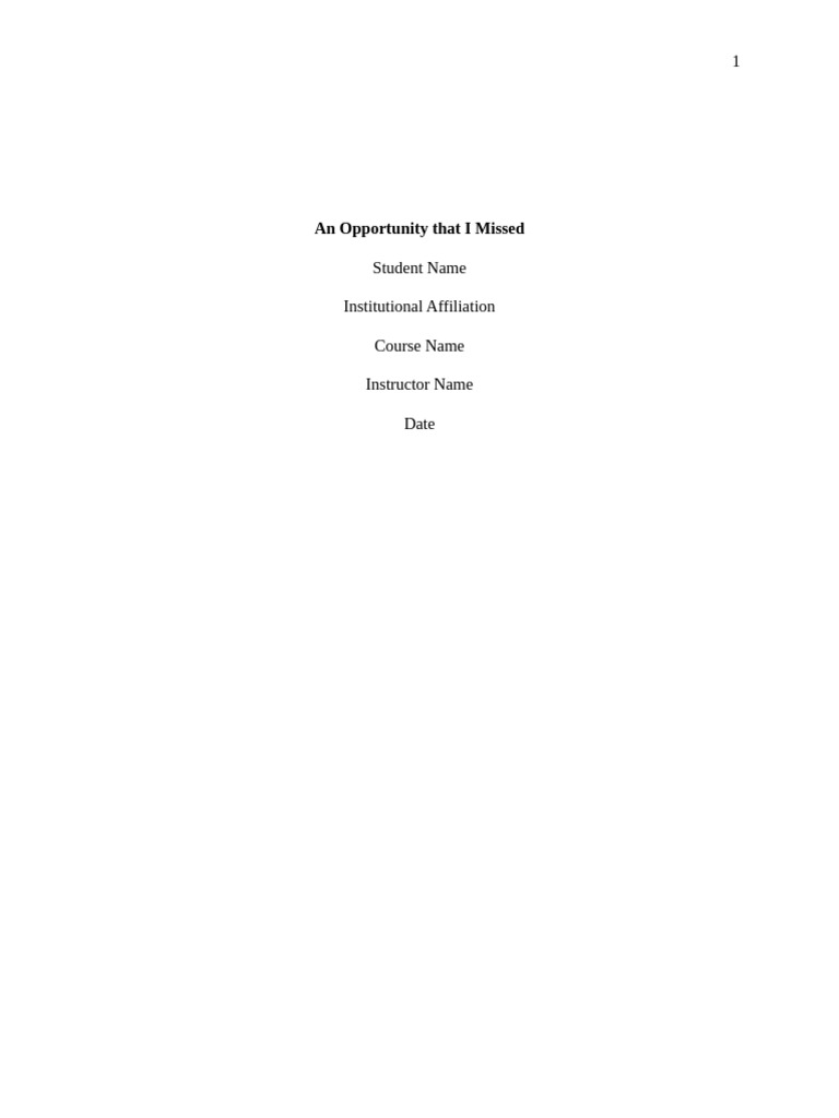 An Opportunity I Missed 1pg | PDF