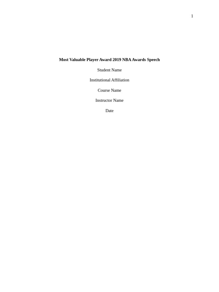 Most Valuable Player Speech 2pg | PDF | National Basketball Association ...