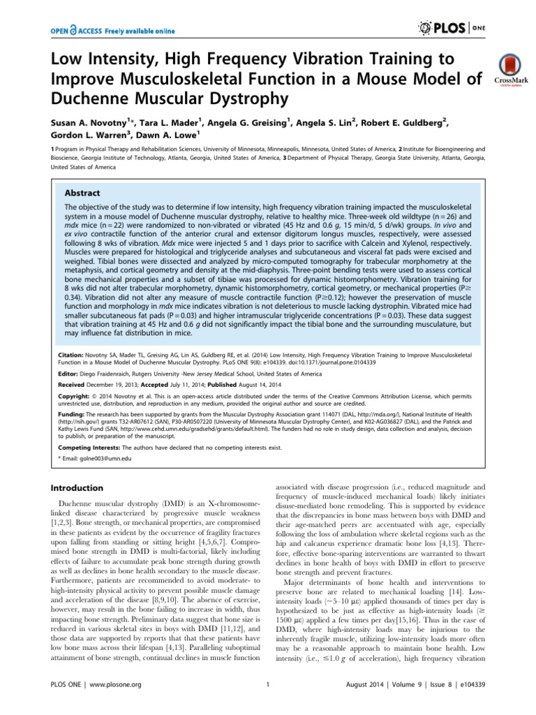 Low Intensity High Frequency Vibration T | PDF | Bone | Muscle Contraction