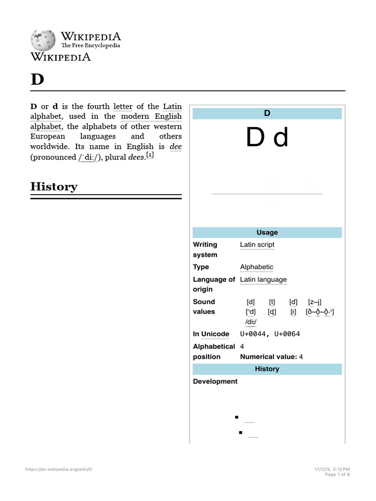 Linguistic and Historical Insights on 'D' | PDF | Greek Alphabet | Alphabet