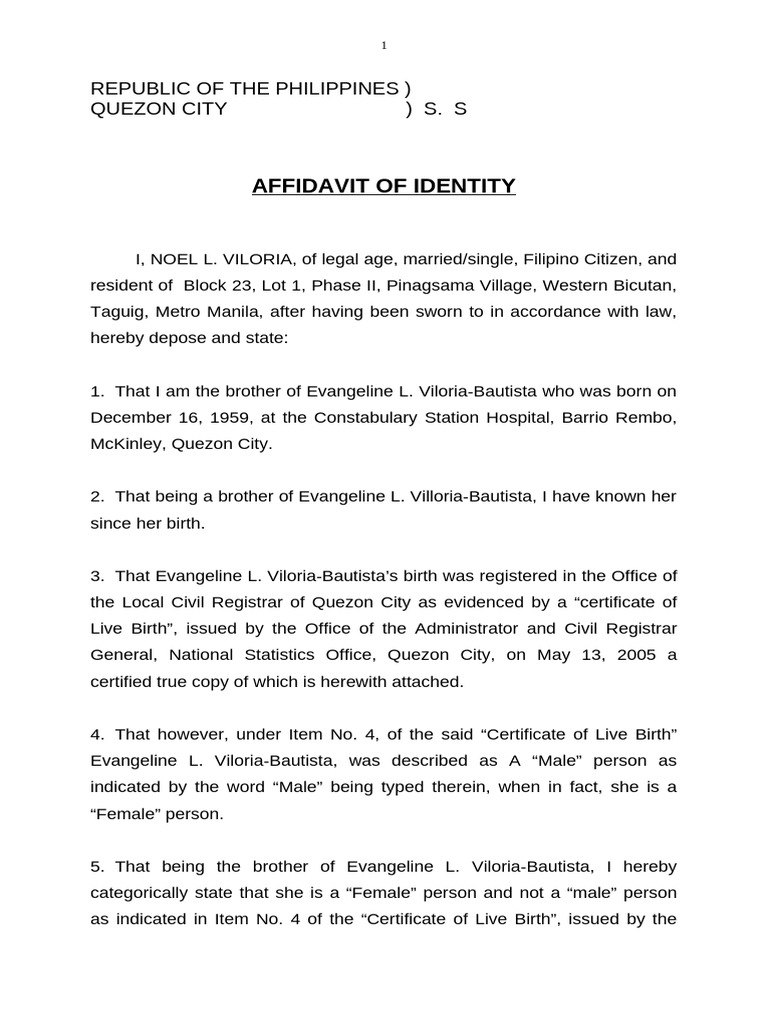 Affidavit of Identity | PDF