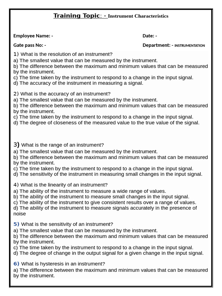 Instrument Characteristics Training Guide | PDF | Accuracy And ...