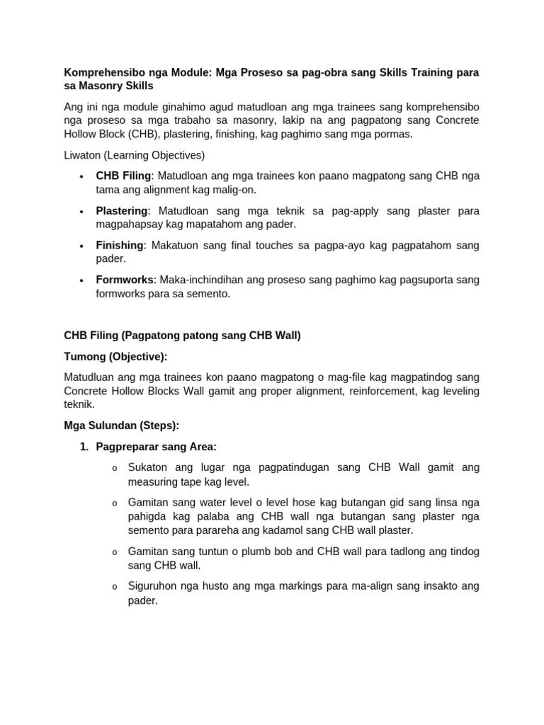 Masonry Training Module | PDF