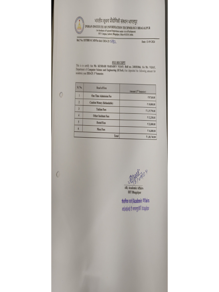 Fees Receipt | PDF