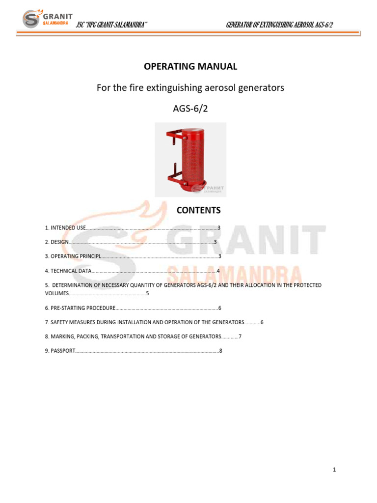 AGS-6/2 Fire Extinguishing Manual | PDF | Insulator (Electricity) | Fires