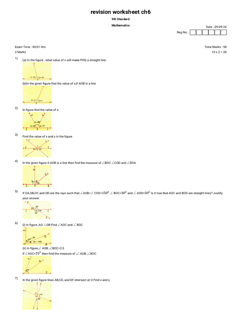 Geometry Revision Worksheet Ch6 | PDF | Triangle | Angle