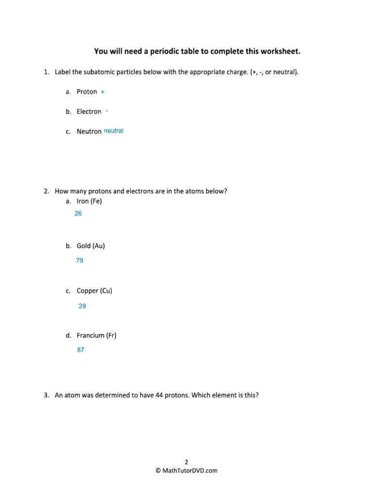 Unit 1 Subjects Practice (Atomic Structure, Isotopes, Etc.) | PDF