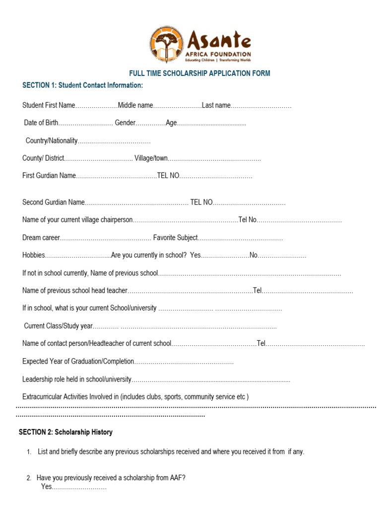 Full Scholarship Application Form-Final | PDF
