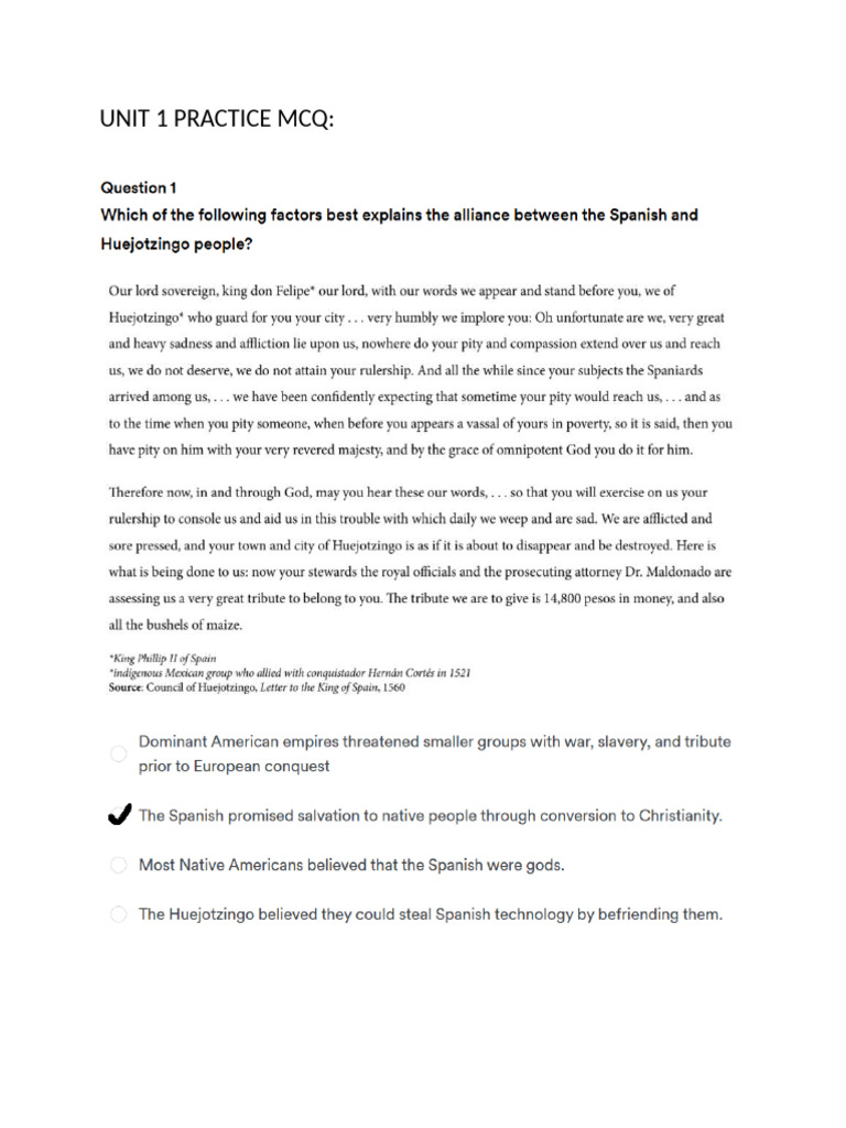 UNIT 1 PRACTICE MCQ | PDF
