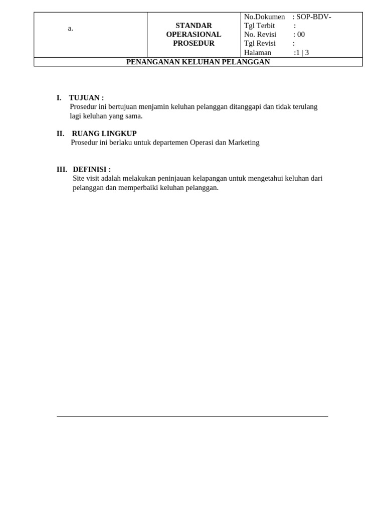 X. SOP-BDV-04 Penanganan Keluhan Pelanggan | PDF