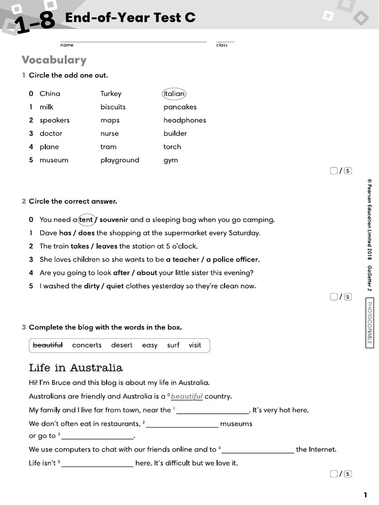 GG2 - Tests - End of Year Test | PDF
