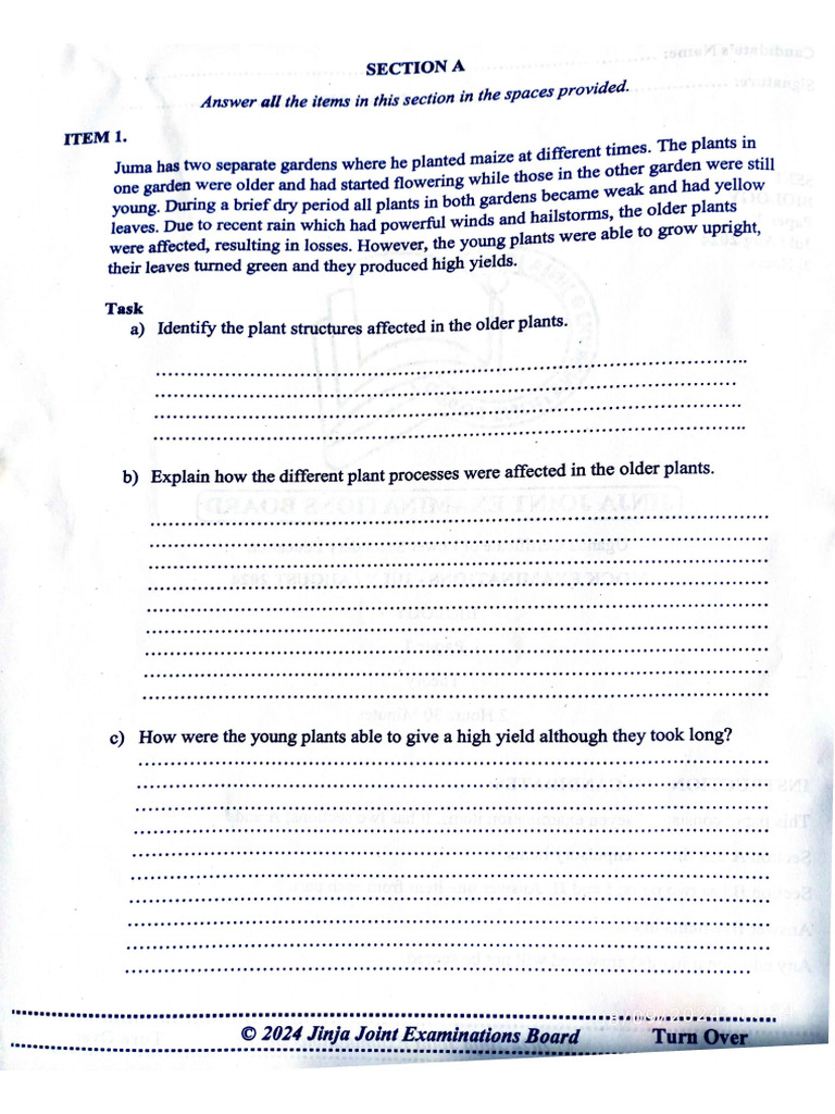 Jjeb Uce Bio 1 Mock 2024 | PDF
