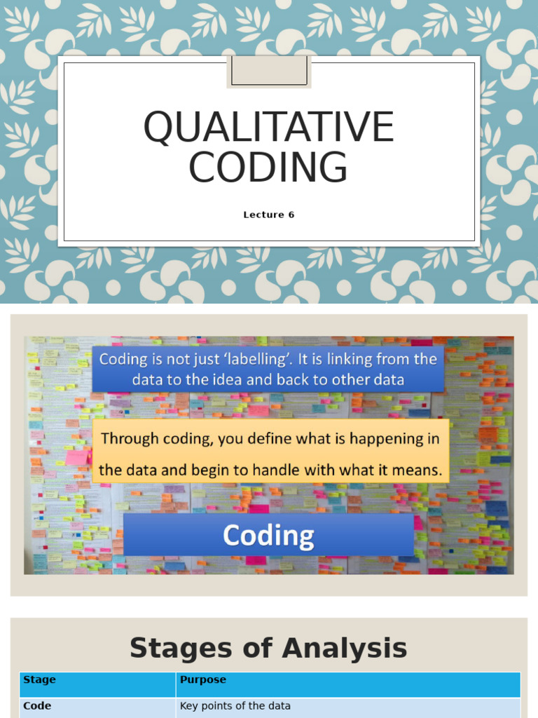 Lecture 6 Qualitative Coding | PDF