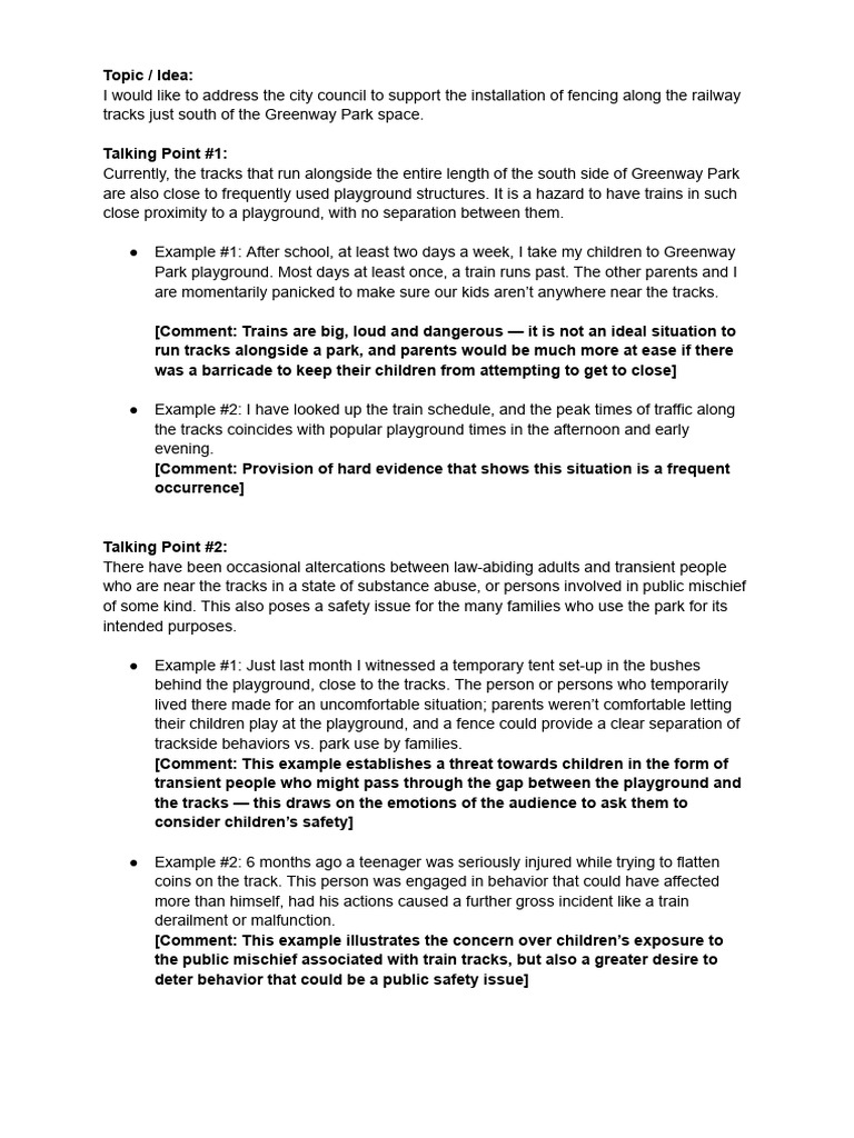 SPEAKING - Sample of Talking Points | PDF | Playground | Interpersonal ...
