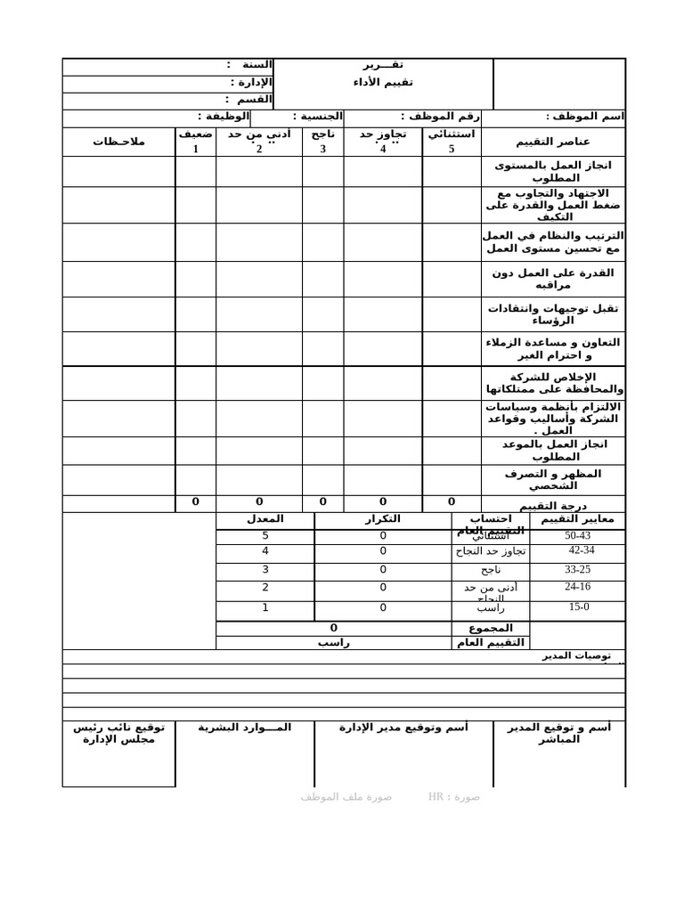 Employee Evaluation - Arabic | PDF