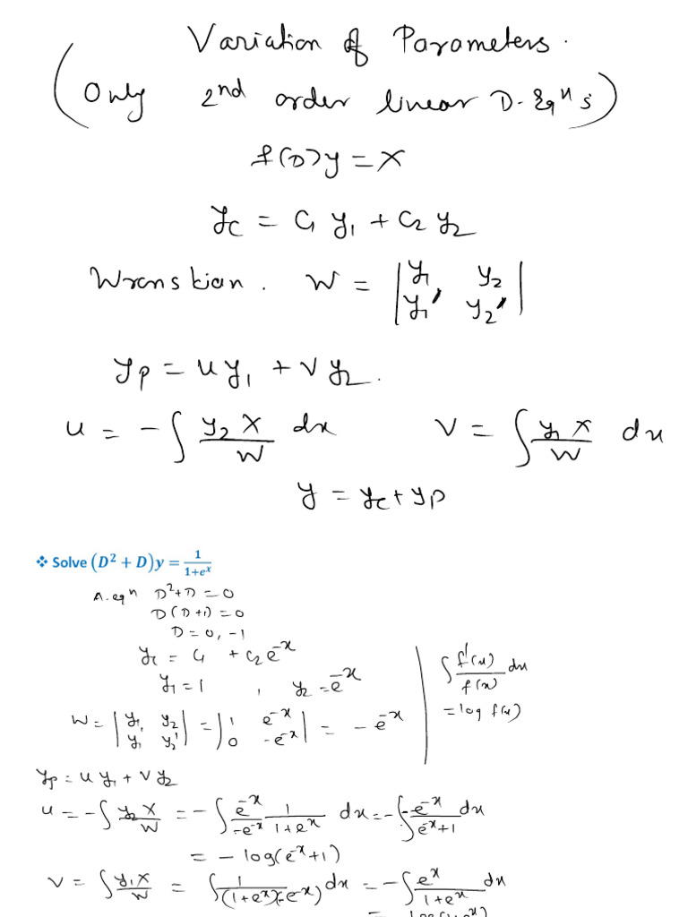 Differential Equation 7 Variation of Parameters | PDF