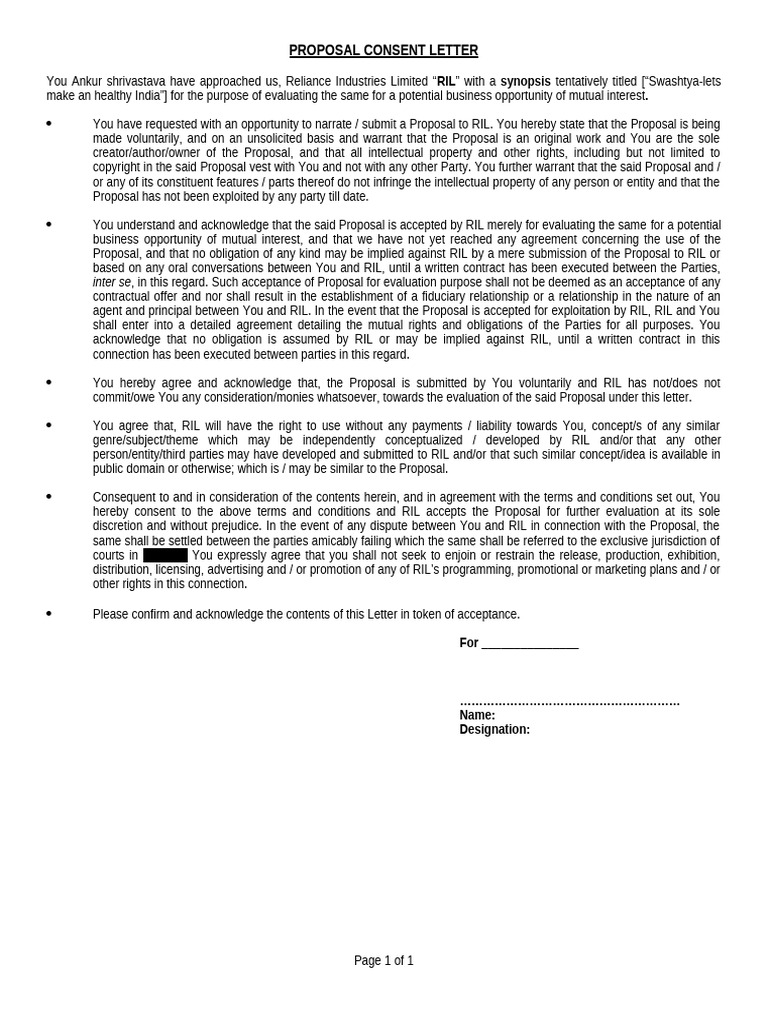 No Commitment Letter Template | PDF | Consideration | Monopoly (Economics)