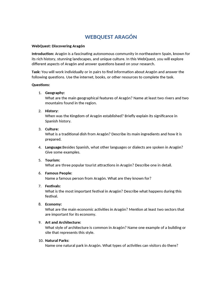 Webquest Aragón | PDF