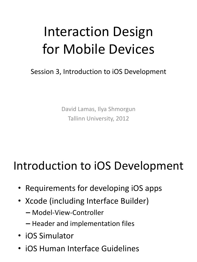 Session3 Introduction To Ios Development | PDF | Xcode | Ios