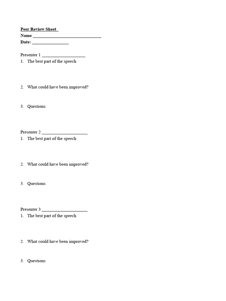 Presentation Peer Evaluation | PDF