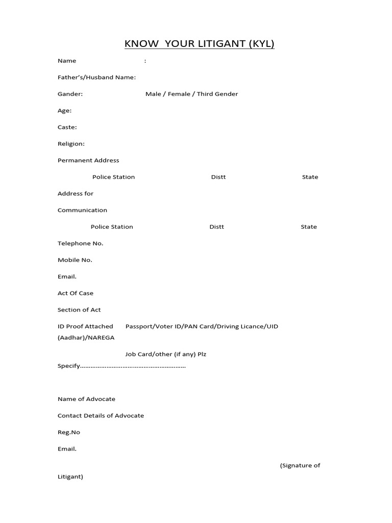 Litigant Information Form | PDF