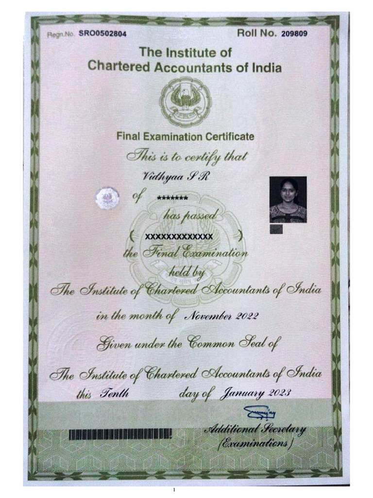 CA Completion Certificate | PDF