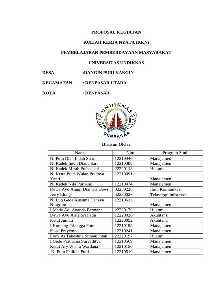 Proposal KKN PPM Undiknas 2025 | PDF