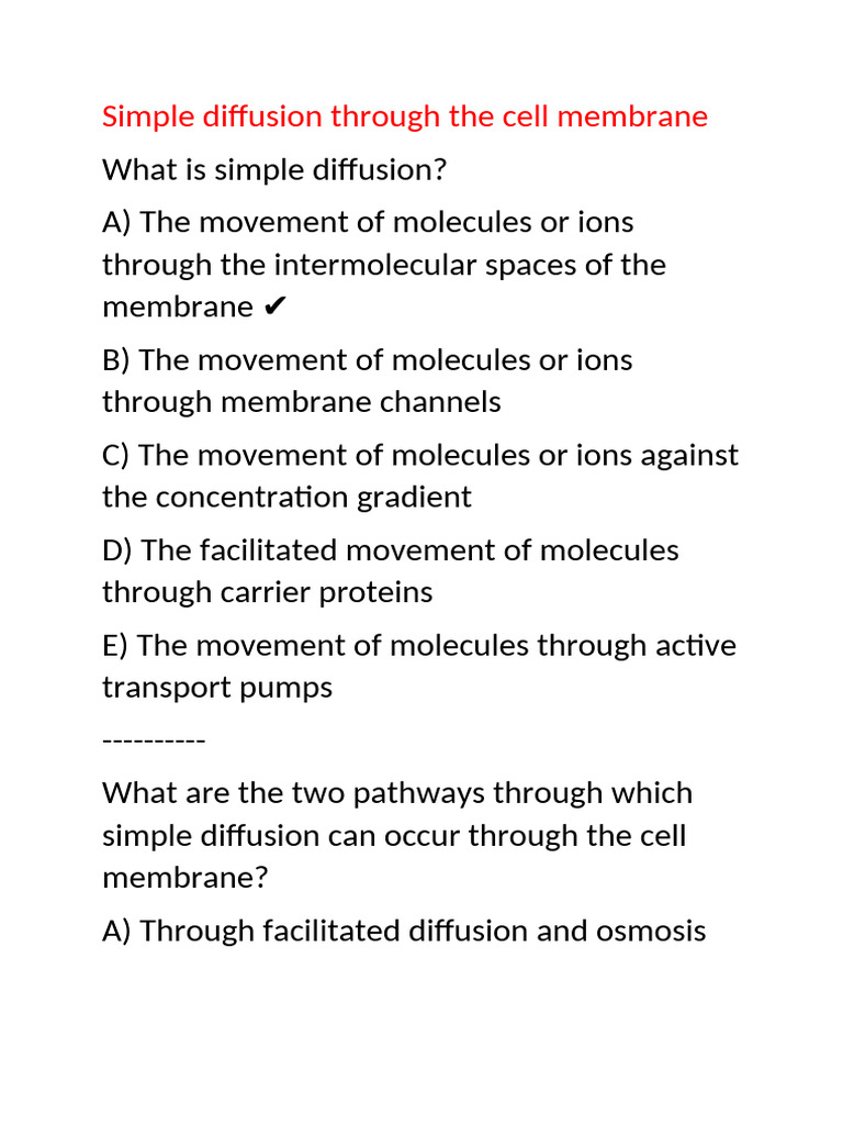 Simple Diffusion Through The Cell Membrane | PDF | Ion Channel | Cell ...