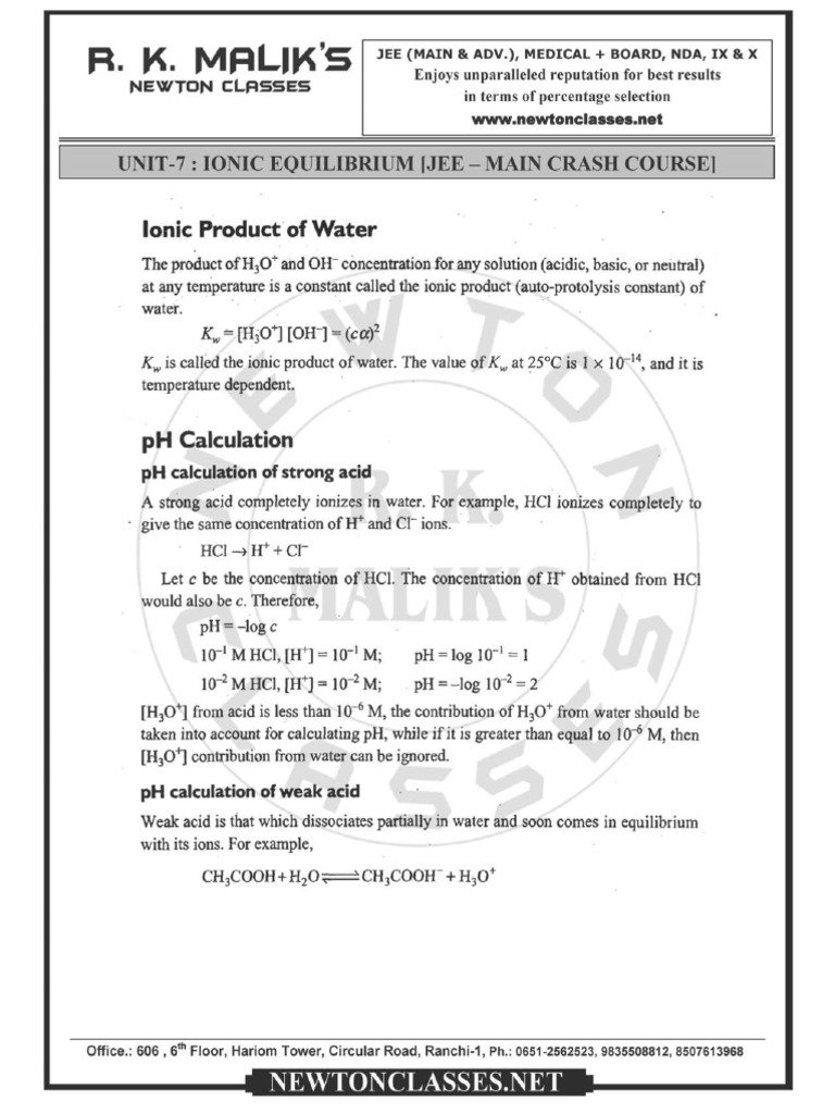7. Ionic Equilibrium | PDF