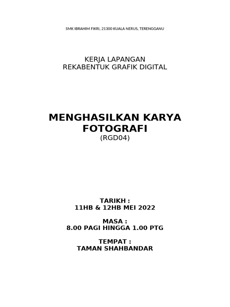 Kertas Kerja Outing RGD 2024 | PDF
