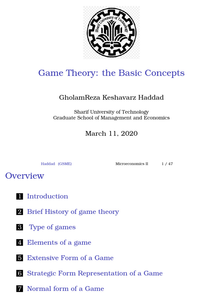Introduction to Game Theory Concepts | PDF | Game Theory | Mathematical ...