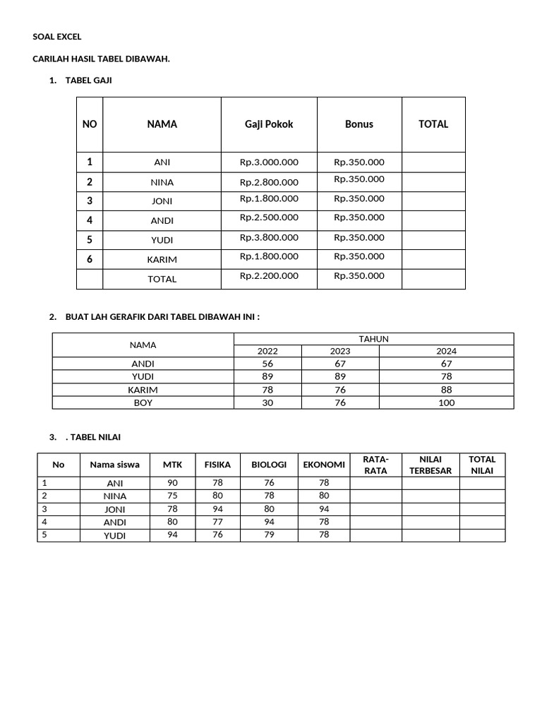 Soal Excel | PDF