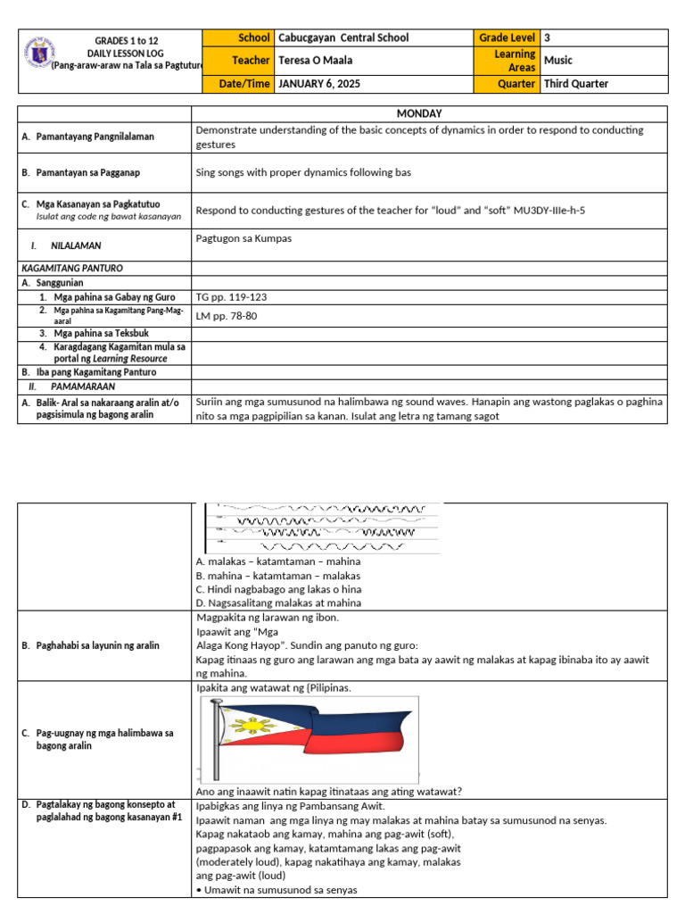 Mapeh DLL Q3 W5 Day 1 | PDF